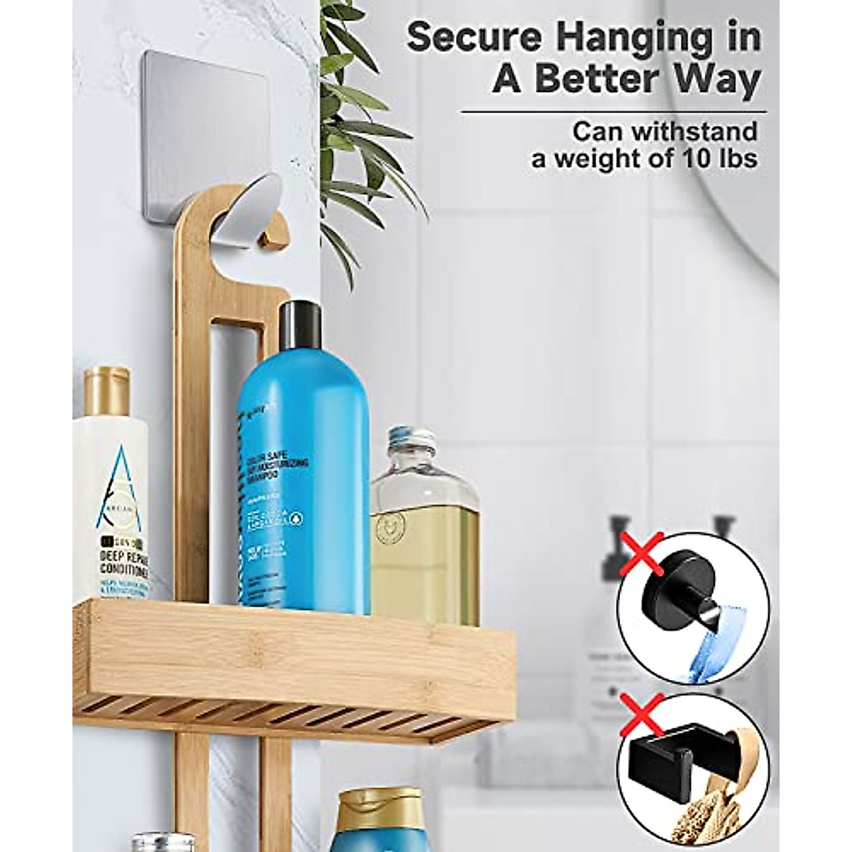 YOGEERNIC 8 PCS Adhesive Towel Hooks, No Drilling Wall Mount Hooks, Heavy Duty Stainless Steel Hooks for Bathroom Bedroom Kitchen Hotel(Silvery)