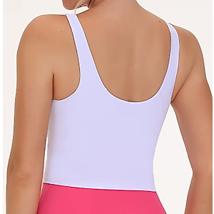 THE GYM PEOPLE Women's Sports Bra Sleeveless Workout Tank Tops Running Yoga Cropped Tops with Removable Padded White