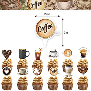 Coffee Birthday Decorations Coffee Party Supplies Includes Coffee Happy Birthday Banner Cake Topper Cupcake Toppers Balloons for Coffee Themed Party Decorations