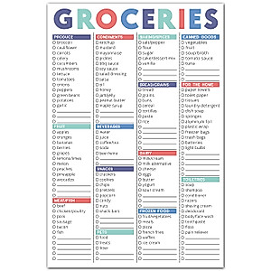 Sweetzer & Orange FastCheck Grocery List Magnet Pad for Fridge. 6x9” Magnetic Notepad with Printed Shopping List Items and Blank Grocery Shopping Spaces. 60 Page Notepad Weekly Planner