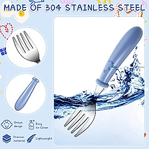 9 Pieces Stainless Steel Toddler Forks, Baby Forks, Kids Forks, for Self Feeding Metal Forks Boys Girls Small Training Forks for Children Cutlery Forks with Round Handle Safe Flatware
