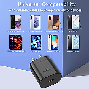2 Pack 25W USB C Wall Charger,Super Fast Charger Block and 5FT USB-C Charger Cable Fast Charging for Samsung Galaxy S22/S22 Ultra/S22+/S21/S21Ultra/S21+/S20/S20Ultra/Note20/Note 20Ultra/Note10+