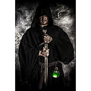 Halloween Dark Magic Cork Potion Bottle Round Spherical Clear Glass Bottle with Medieval Knight Leather Belt Large Bottle for Costume Props DIY Crafts and Decorative Bottles, 200 ml (Brown)