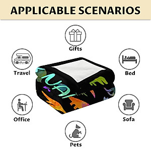 Custom Dinosaur Throw Blanket with Name - 40x30 Inches Small Blanket for Kids, Boys & Girls - Soft Plush Blankets for Bed, Couch, Sofa - Colorful Cute Fuzzy Throws Gifts for Dinosaur Lovers