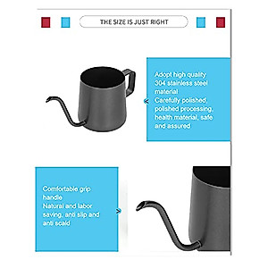 Ikunde 250ml Stainless Steel Hanging Ear Coffee Pot Gooseneck Spout Tea Kettle Pour Over Pot Black