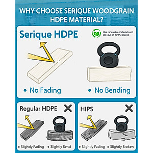 Serique Chaise Lounge Chair Outdoor with Wheels, Oversize Patio Lounge Chair with Wood Texture, 5-Position Plastic Lounge Chair for Poolside, Patio, Deck, Beach(Black)