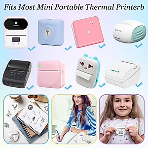 GQIRIL Thermal Printer Sticker Paper - 5 Rolls White Mini Printable Sticker Paper, Adhesive Printing Paper Rolls for Mini Portable Printer, 56 x 25 mm Thermal Print Stickers for Label Photo List Note