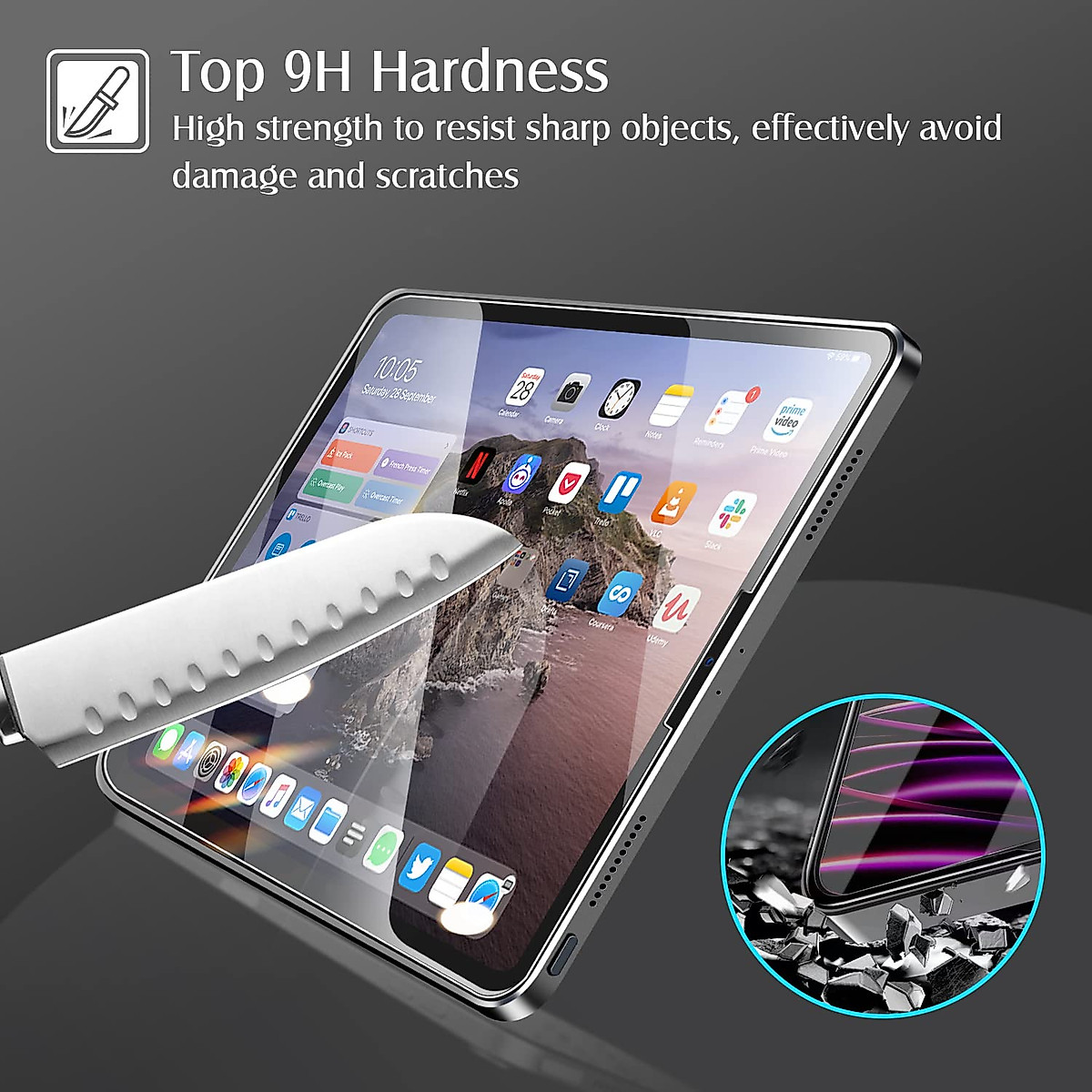 auaua Screen Protector for iPad Pro 12.9 inch 6th/5th/4th/3rd Generation (2022/2021/ 2020/2018), with Easy Installation Tool, 9H Hardness Tempered Glass