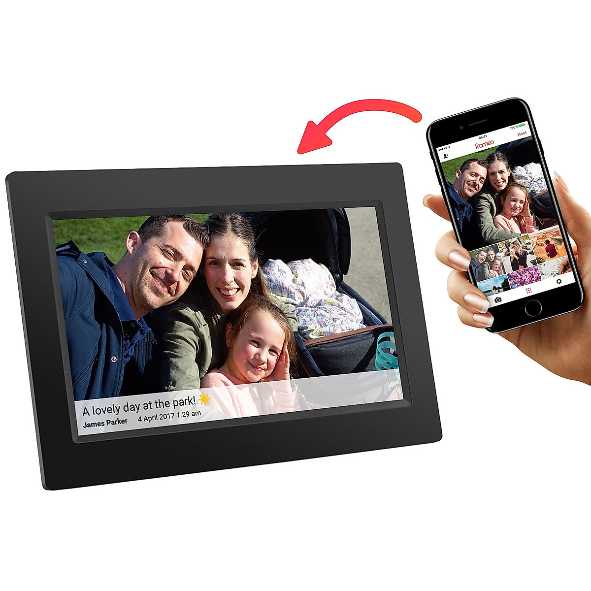 Feelcare Digital WiFi Picture Frame 10 inch, Upload Photos or Videos Remotely from Smartphone to Frame with Free Frameo App, IPS 800x1280,Touchscreen for Easy Navigation