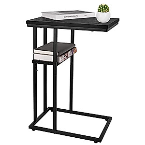 Yoobure C Shaped End Table, Side Table for Couch and Bed, Small Side Table for Small Spaces, Living Room, Bedroom, Rustic Snack Table