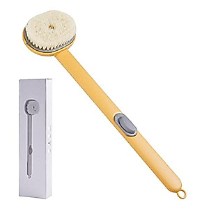 INGVY Dry Brushing Body Brush Long Handle Liquid Bath Brush Bathroom Body Brushes Back Body Bath Shower Sponge Exfoliating Scrub Massager Skin Cleaning Tools (Color : Gray)