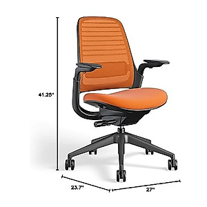 Steelcase Series 1 Office Chair - Ergonomic Work Chair with Wheels for Hard Flooring - Helps Support Productivity - Weight-Activated Controls, Back Supports & Arm Support - Easy Assembly - Tangerine