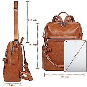 Ytonet Backpack Purse for Women, Fashion Leather Handbags for Travel - PU Convertible Bag Anti theft Womens Bookbags, Gifts for Her, Brown