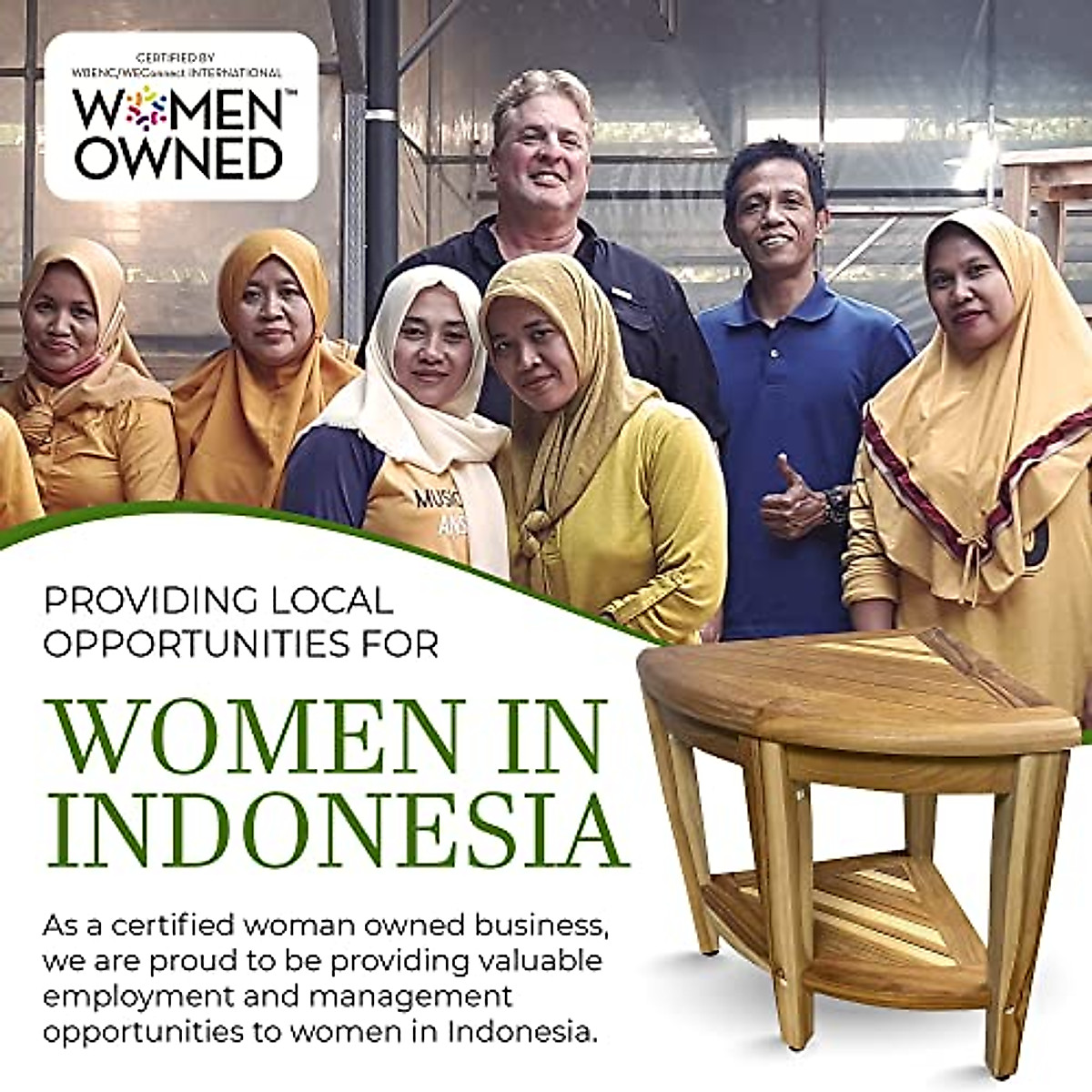 EcoDecors Snazzy Corner Teak Shower Corner Stool 2-Tier Wood Corner Shower Seat Spa Bench with Shelf,18 Inch Corner Stool For Shower in Earthy Teak Finish