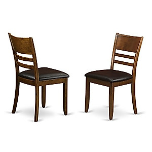 East West Furniture Lynfield Dining Faux Leather Upholstered Wooden Chairs, Set of 2, Espresso