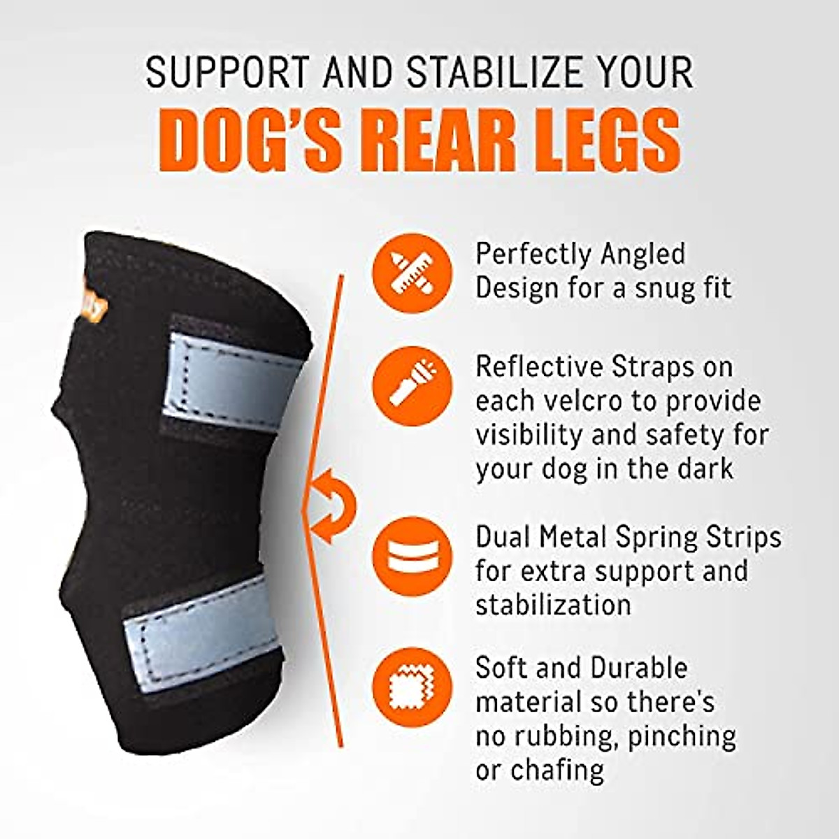 NeoAlly Super Supportive Dog Braces for Rear Leg and Hock Joint with Dual Metal Spring Strips Stabilize Canine hind Legs from Wound, Injury, Sprains, Arthritis (XL Pair)