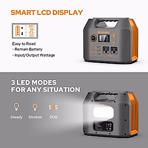 Portable Power Station EnginStar 300W Solar Generator 110V 296Wh Power Bank Two Pure Sine Wave AC Outlet 80000mAh Lithium Battery Pack for Camping Outdoors Trip RV Hunting Vans Emergency Backup