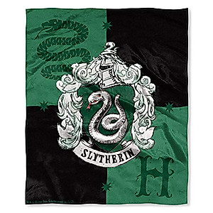 Harry Potter Slytherin House Crest Silk Touch Throw 50" x 60"- Slytherin