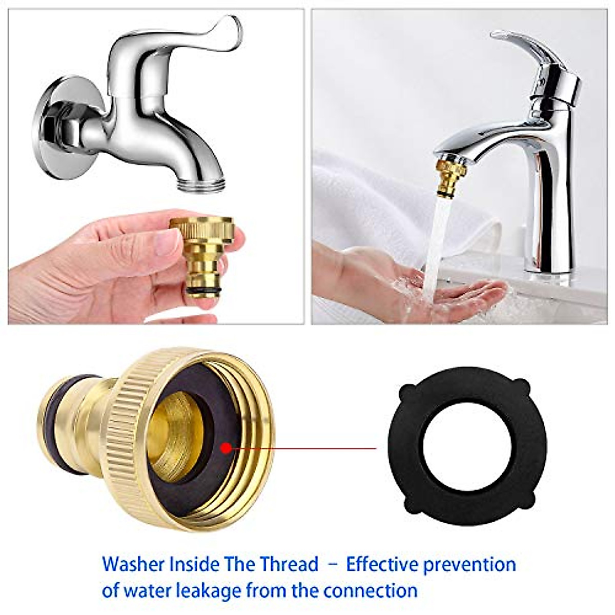 4 Sets Garden Hose Quick Connect 3/4 Inch GHT Solid Brass Male and Female Garden Hose Fittings