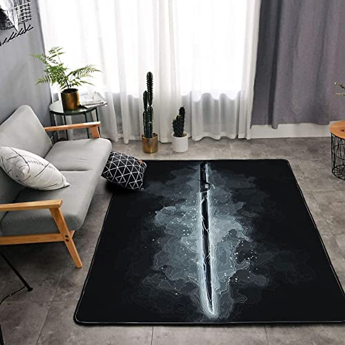 JUNHAOLONG Washable Area Sponge Rug Mat for Bedroom Living Room Lightsaber, Neon Black Light Saber Non-Slip Carpet Super Soft Extra Thick Bathroom Dorm Home Indoor Small Floor Rugs, 2'x3' (24x36Inch)