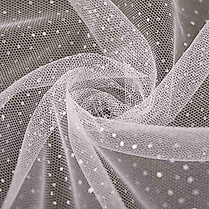 Unsutuo Cathedral 1 Tier Bride Wedding Veil Sparkling Long Bridal Tulle Veil with Comb Drop Veil Cut Edge for Bride (118''W, White)