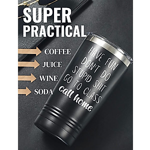 Onebttl College Student Gifts Tumbler for Men Women, School Student Gifts 20oz Stainless Steel Cup, Best gift for Christmas, Birthday - Black Call Home