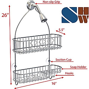 Simple Houseware Bathroom Hanging Shower Head Caddy Organizer, Chrome (26 x 16 x 5.5 inches)