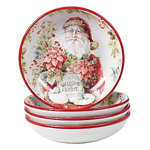 Certified International Christmas Story 30 oz. Soup/Cereal Bowls, Set of 4, Multicolored