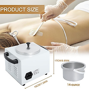 Podoy Wax Warmer for Hair Removal, Professional Single Wax Warmer Pot Melter, Adjustable Temperature, Compact and Portable, SPA Salon Equipment, 14 Ounce