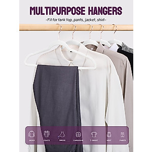 Jersow Hangers Velvet - 50 Pack, Non-Slip Velvet Hangers with 360 Degree Swivel Hook, Space Saving Felt Hangers Heavy Duty Enough for Suit Hangers, Coat Hangers, Dress Hangers, Skirt Hangers (White)