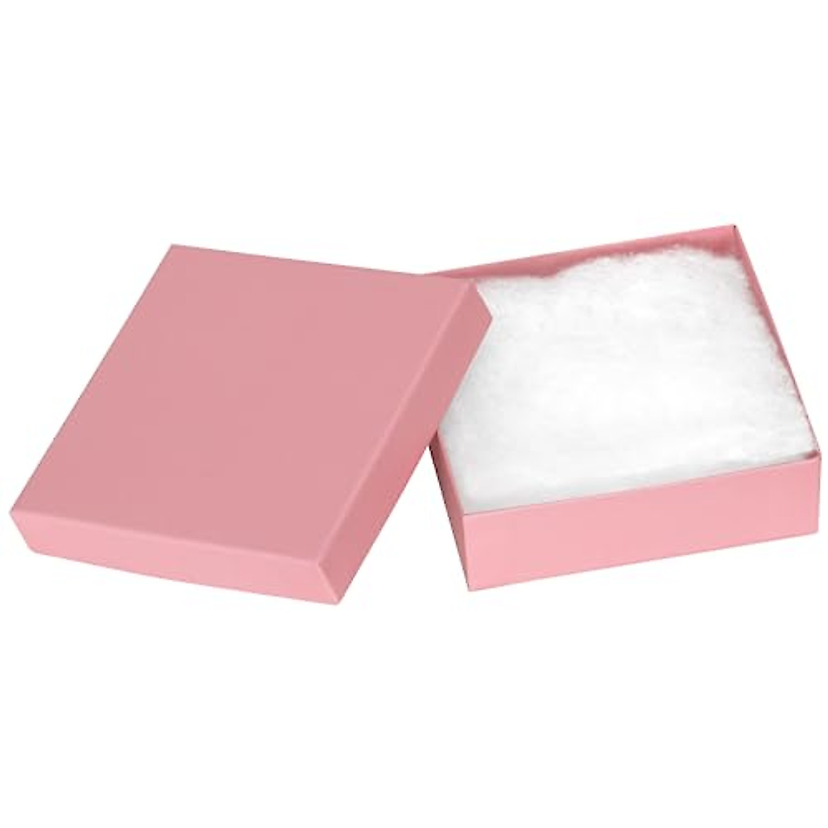 Cardboard Jewelry Boxes 10 Pack - 3.5"x3.5"x1" Bulk Cotton Filled Small Gift Boxes with Lids for Jewelry Packaging (Baby Pink)