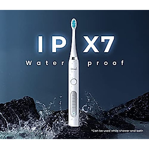 Enther Electric Toothbrush for Adults Kids, Rechargeable Sonic Toothbrush with Refill Head, Artificial Intelligence Waterproof Smart Toothbrush with 5 Modes White