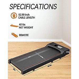 TODO Under Desk Treadmill Walking Pad 2 in 1 Walkstation Jogging Running Portable Installation Free for Home Office Use, Slim Flat LED Display and Remote Control