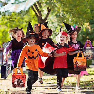 CIEHER 12PCS Halloween Treats Bags Party Favors Halloween Trick or Treat Bags, Halloween Tote Bags with Handles, Halloween Candy Bag Gift Bags, Halloween Party Supplies, 9"×8.6"×4.33"