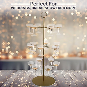 Lavish Home Cocktail Tree Stand - 3-Tier Champagne Tower Holds 18 Stemware Glasses - For Wedding, Shower, or Engagement Party Decorations (Gold)