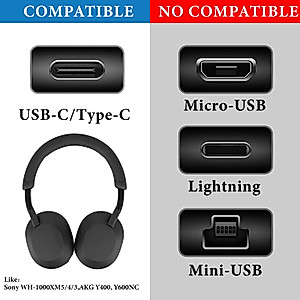 Geekria USB Headphones Short Charger Cable Compatible with Sony WH-1000XM6 WH-1000XM5 WH-1000XM4 ULT Wear WH-XB910N WH-CH720N Charger, USB-A to USB-C Replacement Power Charging Cord (1ft / 30cm)