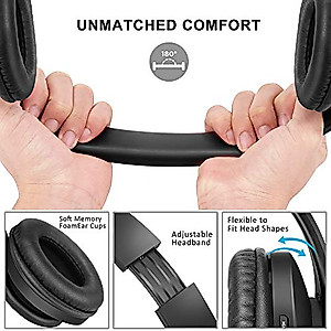 ZIHNIC Bluetooth Headphones Over-Ear, Foldable Wireless and Wired Stereo Headset Micro SD/TF, FM for Cell Phone,PC,Soft Earmuffs &Light Weight for Prolonged Wearing (Black)