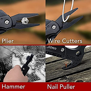 Multitool Camping Accessories, Stocking Stuffers for Men and Women, 12 in 1 Claw Hammer with Pliers Knife Saw, Screwdrivers Bottle Opener, Survival Gear for Camping Hiking Outdoor activities