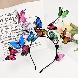 DEEKA Butterfly Headbands Fascinators Hat Costume Crown Colorful Handmade Headpiece for Women and Girls - P-Multi