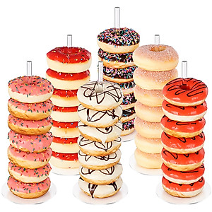 Dooiclear Donut Stand 6 Pack, Acrylic Bagel Stand, Clear Doughnut Holder, Donut Display Stand for Dessert Table, Bagel Display Tower for Birthday, Wedding, Baby Shower, Christmas, Party