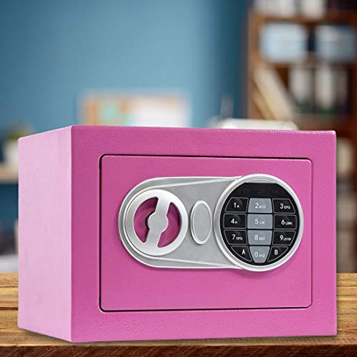 SamYerSafe Safe Box with Sensor Light, Security Safe with Electronic Digital Keypad Money Safe Steel Construction Hidden with Lock，Small Safe for Office Home Hotel (Pink)