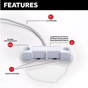 Floor Water Sensor for Flood and Leak Detection (6 ft)