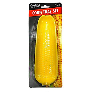 Corn on The Cob Tray Sets 9.5”L x 3”W x 1.3”H 4/Set, Yellow