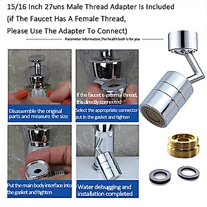 Faucet Aerator, 720° Rotatable Faucet Sprayer Head, Eye Wash Station Faucet Aerator, Universal Splash Filter Faucet, Leakproof Design with Double O-Ring, Durable Copper & ABS