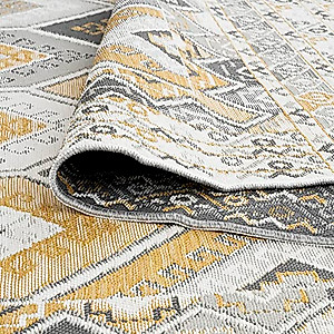 Double Sided, Water Resistant Indoor Outdoor Rug 8x10 | Outdoor Rugs for Patio, Deck, Porch, Entryway | Fade Resistant Outside Area Rug | 7'11'' x 10'3'' Cream | Floral, Tropical or Geometric