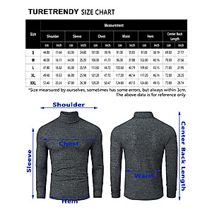 TURETRENDY Men's Stretch Muscle Tshirts Turtleneck Long Sleeve Knit Tees Casual Slim Fit Basic Shirt Tops Dark Gray M