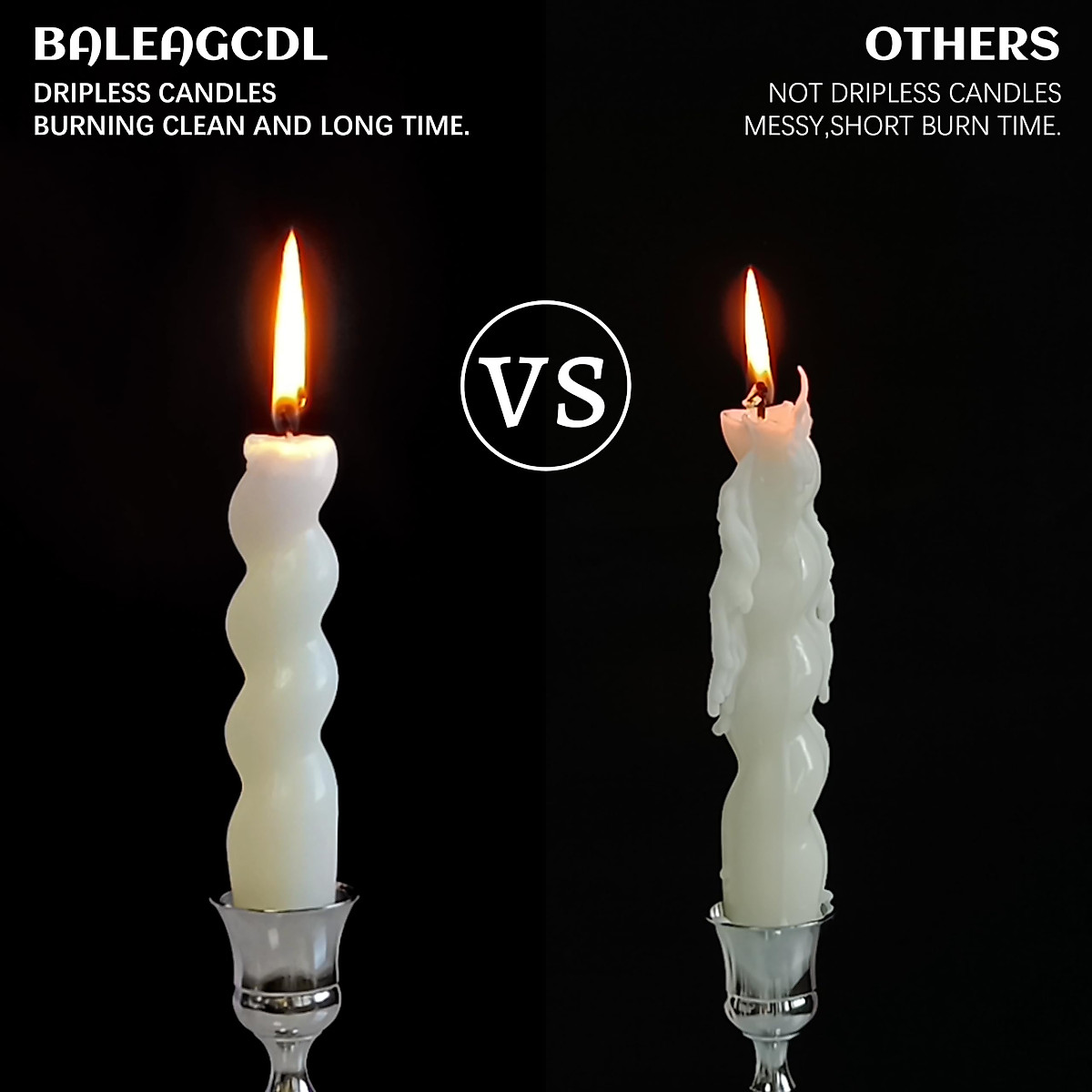 Spiral Taper Candle Milk White Unscented Twisted Candlesticks 7.5 Inch Smokeless Short Candle Stick for Wedding Dinner Decor Creative Gift 2PCS