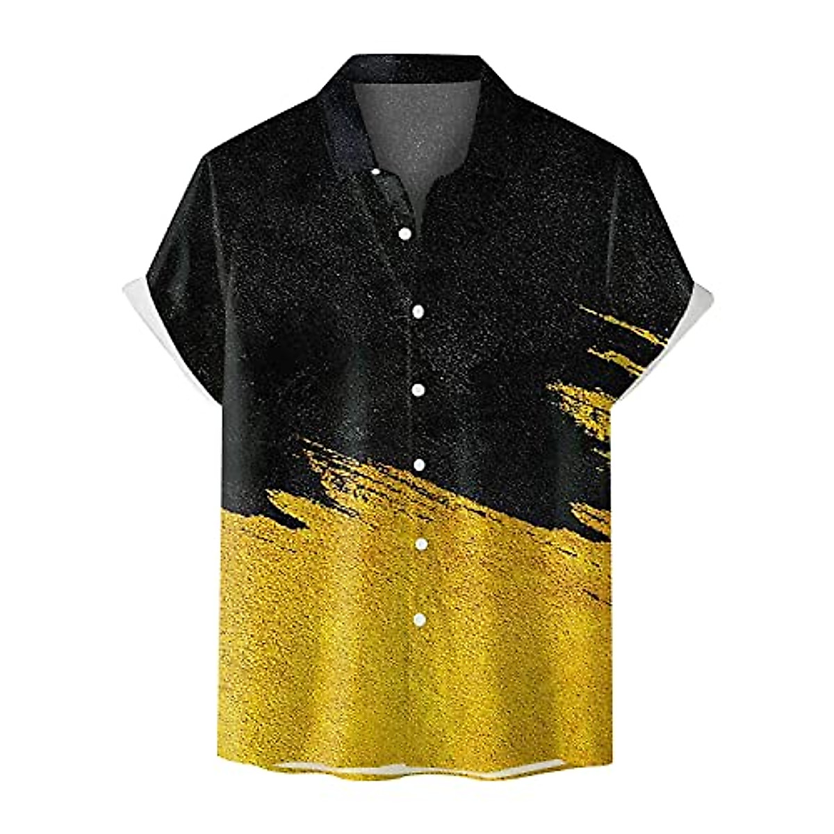 Men Summer Fashion Top Shirt Seaside Leisure Beach Printed Shirt Elegant Button Top Blouse Casual Top Yellow