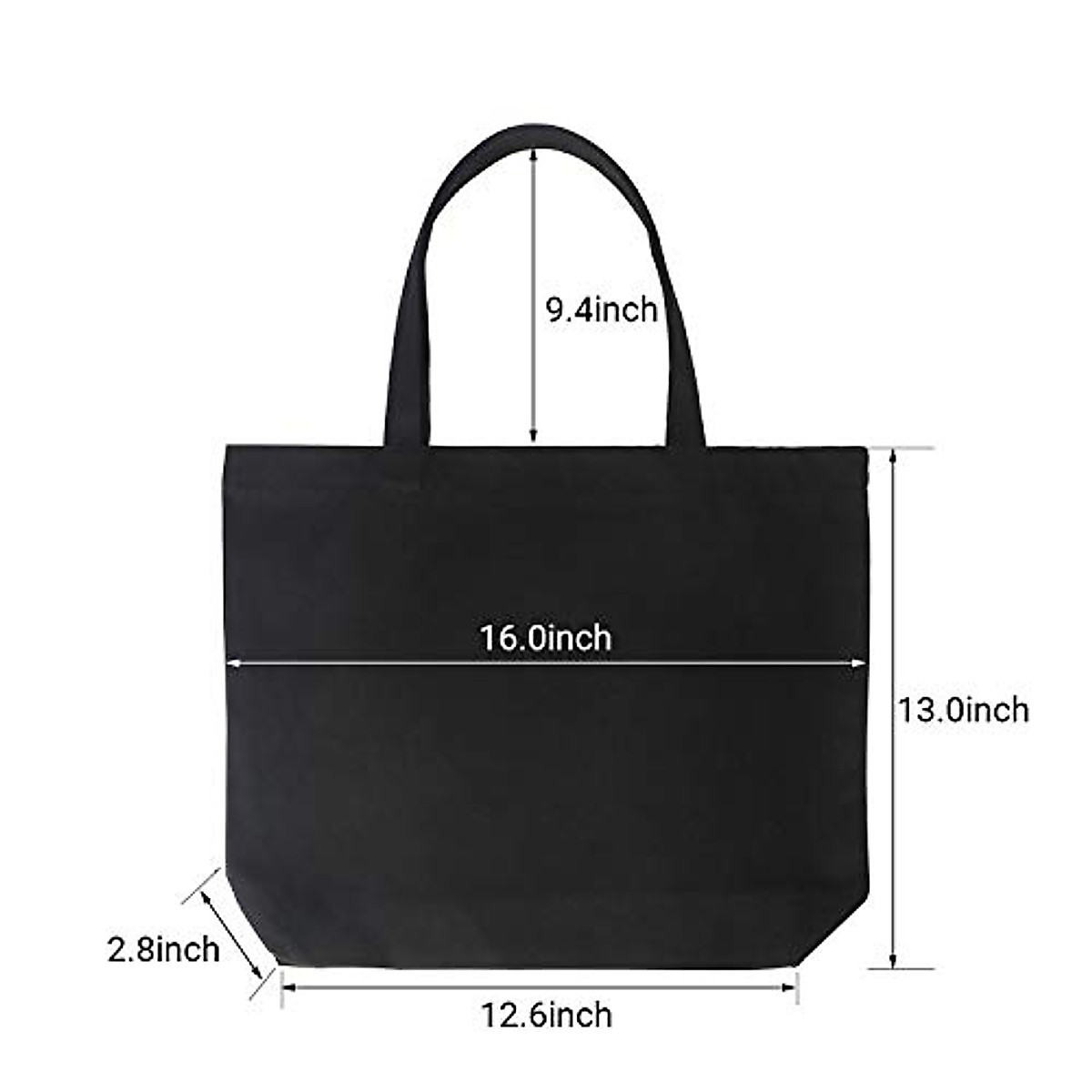 Segarty Blank Canvas Tote Bags, 3 Pack 16.5 x 13.4 Inches 12Oz Natural Reusable Grocery Shopping Bags Bulk, Plain Bag to Decorate Crafts DIY, Large Black Canvas Bag for Women Beach Travel