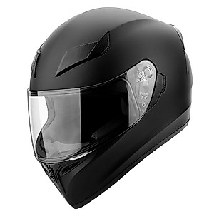 GDM GHOST Full Face Motorcycle Helmet - Matte Black, Medium (Clear & Tinted Shields)